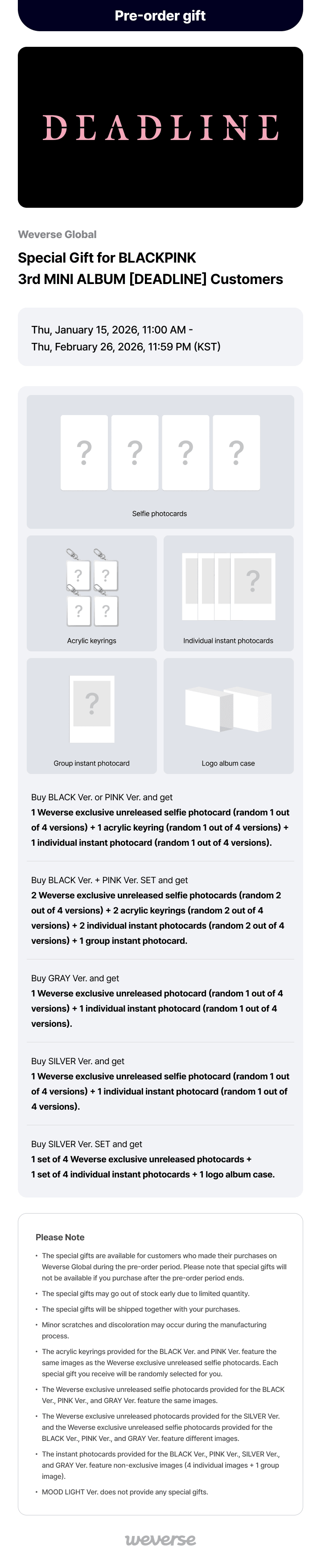 BLACKPINK | BLACKPINK 3rd MINI ALBUM [DEADLINE] PINK Ver.