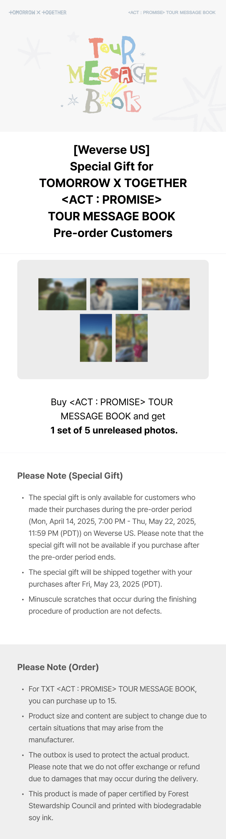 TOMORROW X TOGETHER | TOUR MESSAGE BOOK