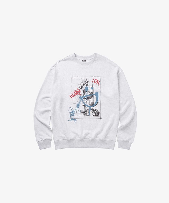 iKON | [ULKIN X iKON DK] Spray smile statue Sweatshirt_Light grey