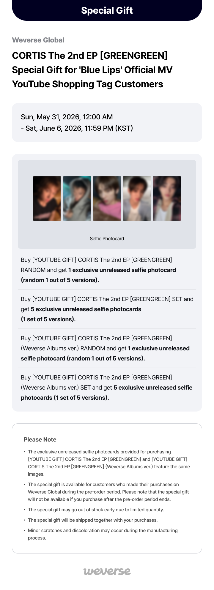 [Weverse Global] CORTIS The 2nd EP [GREENGREEN] Special Gift for 'Blue ...