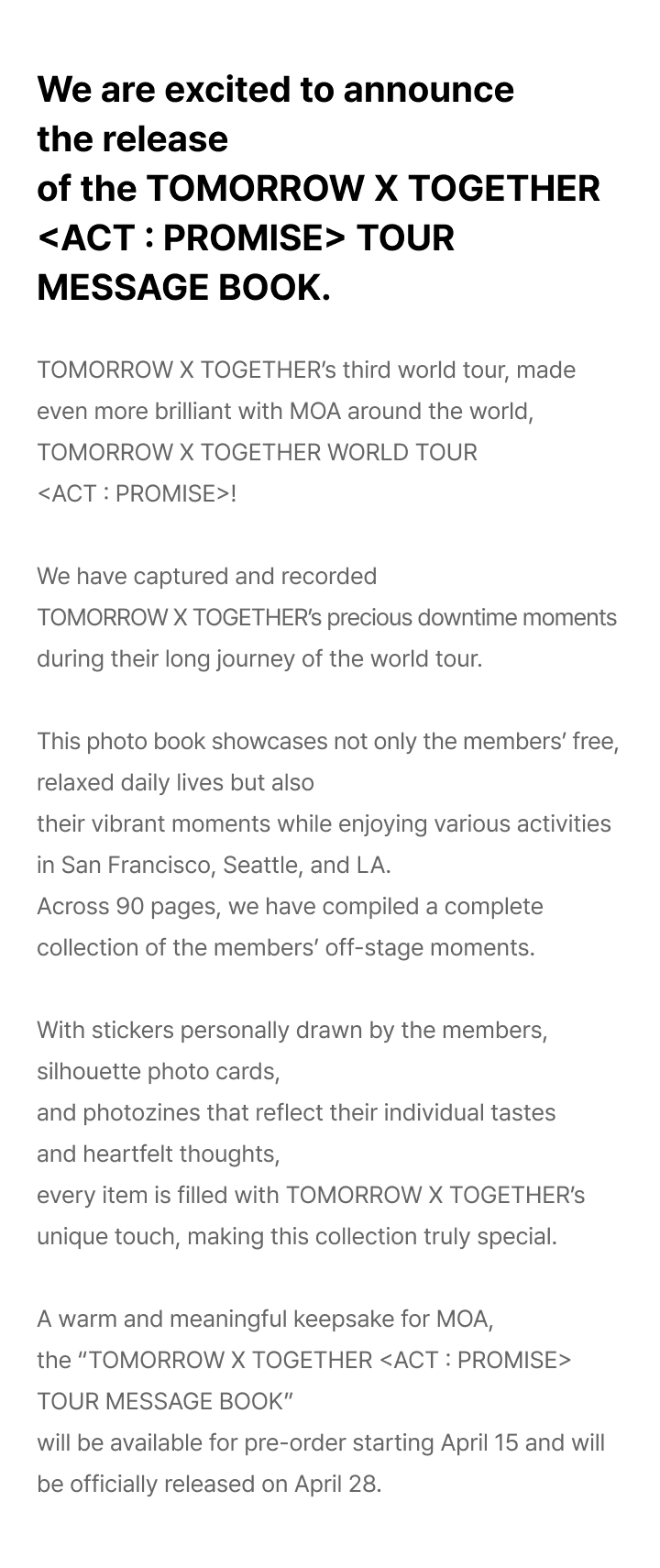 TOMORROW X TOGETHER | TOUR MESSAGE BOOK